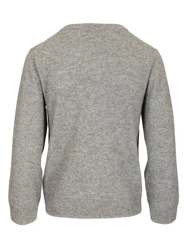GANNI Argyle Merino Wool & Cashmere Cardigan - Gray