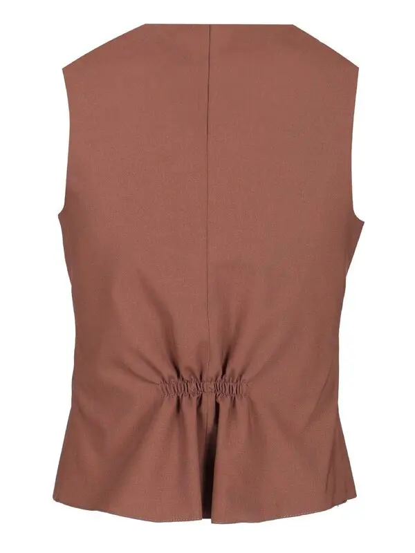 Tagliatore Gaelle Wool Canvas Waistcoat With Gold Padded Buttons