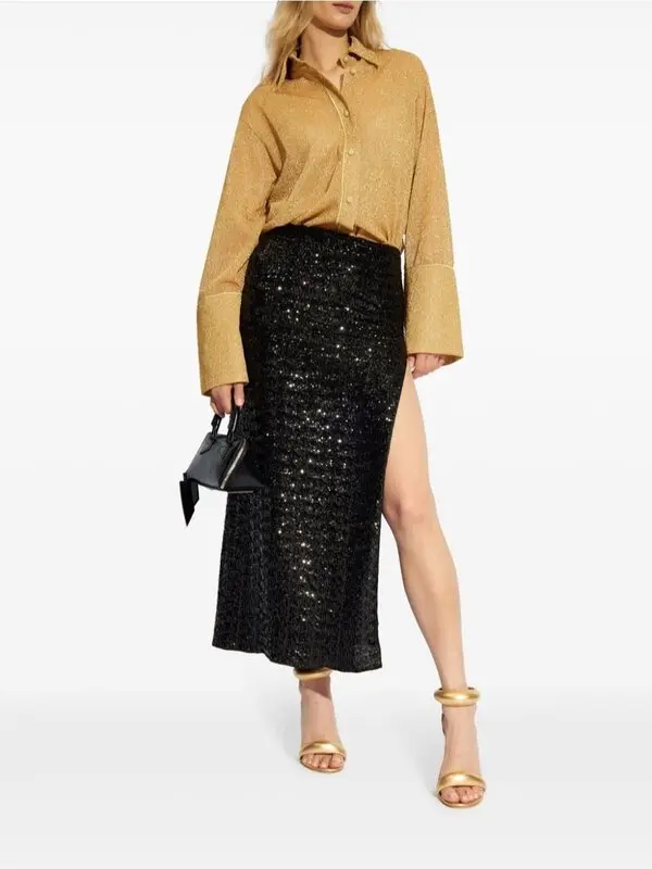 Oseree Sequined Midi Skirt With Slit