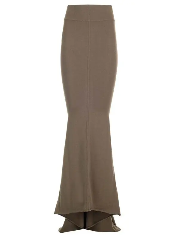 Rick Owens Taupe Knit Midi Skirt