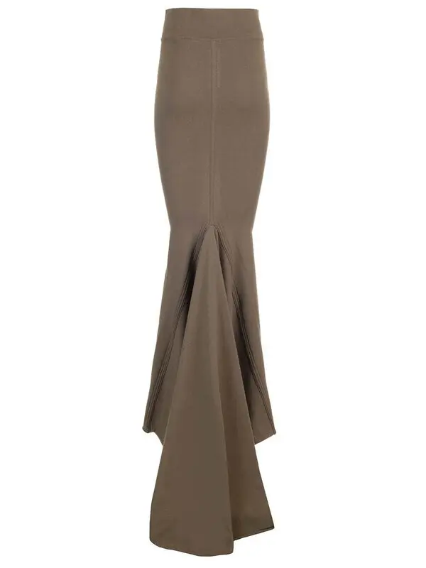 Rick Owens Taupe Knit Midi Skirt