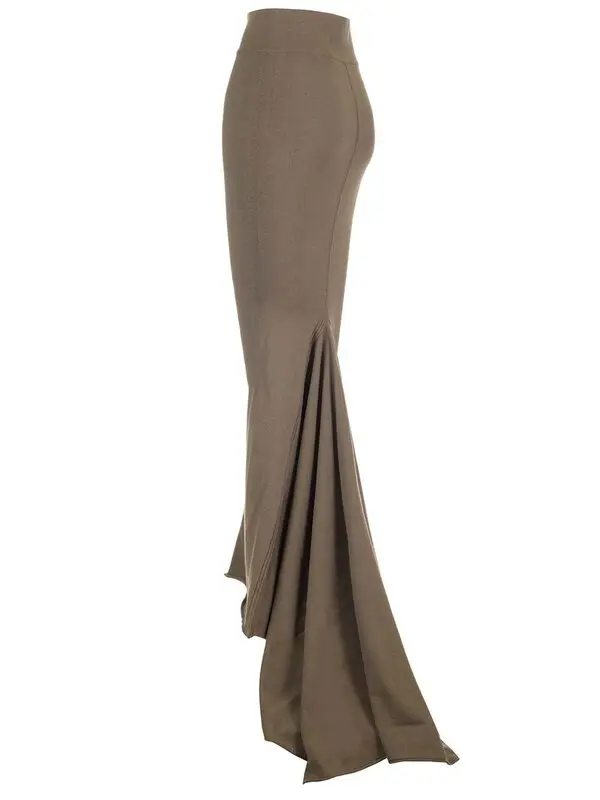 Rick Owens Taupe Knit Midi Skirt