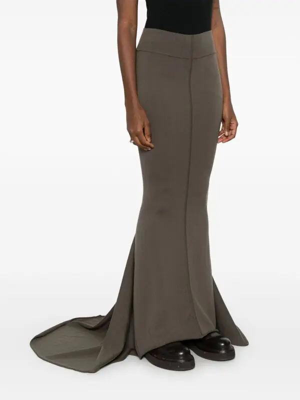 Rick Owens Taupe Knit Midi Skirt