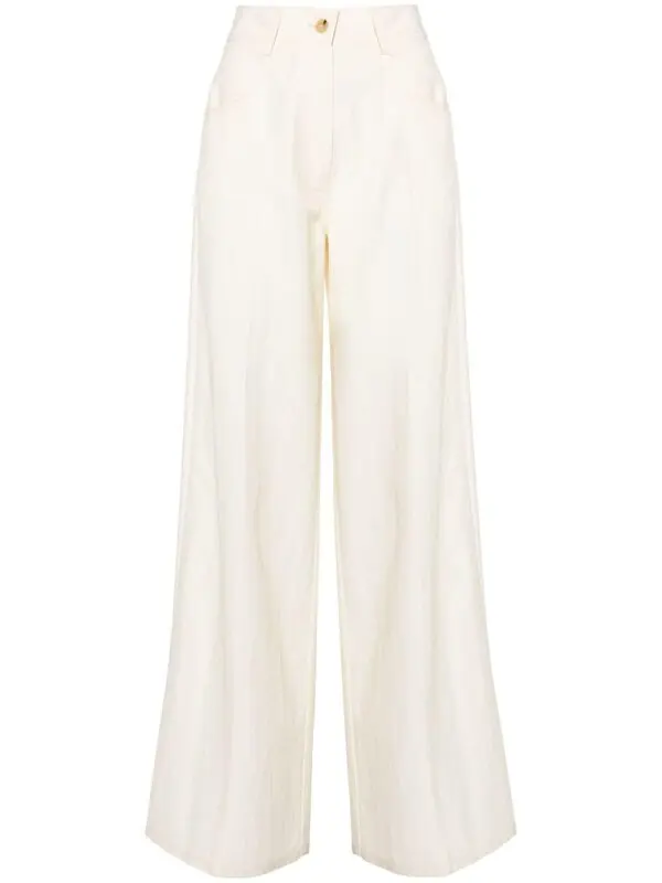 FORTE_FORTE Viscose And Cotton Twill Wide Leg Trousers