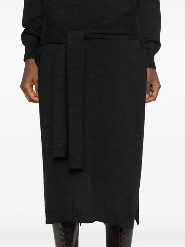 LEMAIRE Charcoal Wool Blend Knit Dress With Belt