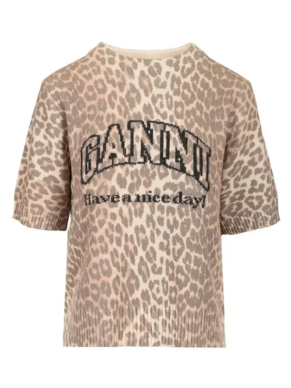 GANNI Leopard Print T-shirt - Multicolor