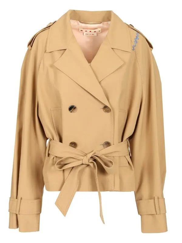 Marni Belted Trench Coat With Embroidered Detail