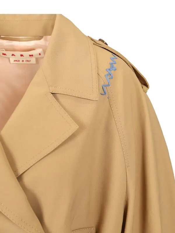 Marni Belted Trench Coat With Embroidered Detail