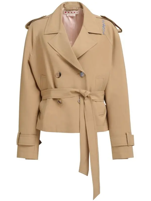 Marni Belted Trench Coat With Embroidered Detail