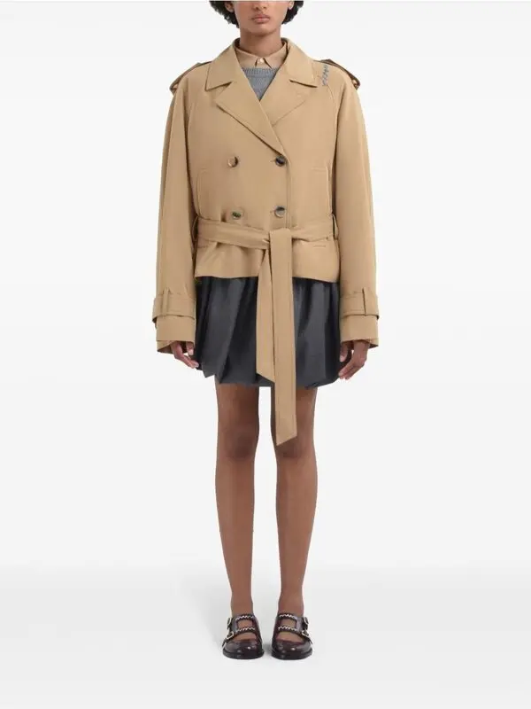 Marni Belted Trench Coat With Embroidered Detail