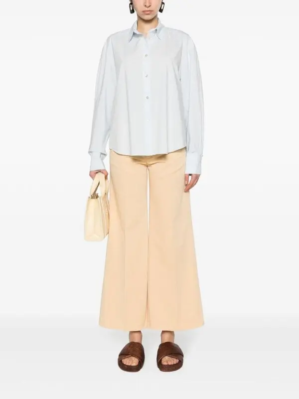 FORTE_FORTE Wide Leg Cropped Trousers In Cotton Gabardine