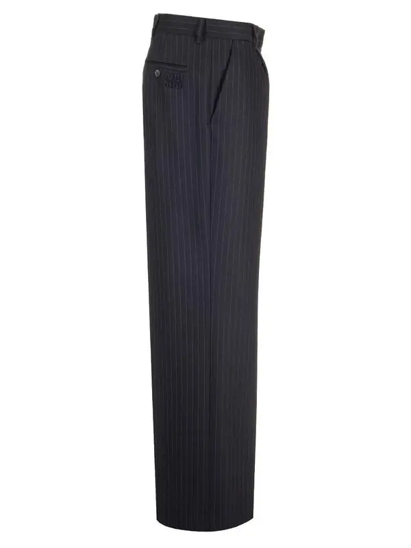 Miu Miu Pinstriped Wool Blend Trousers