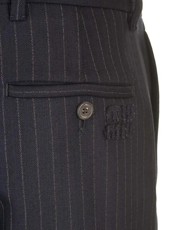Miu Miu Pinstriped Wool Blend Trousers