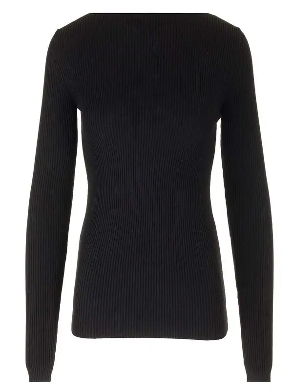 Rick Owens Ribbed Boat Neck Knit Top