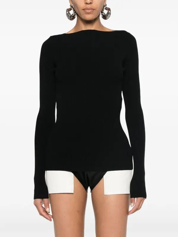 Rick Owens Ribbed Boat Neck Knit Top