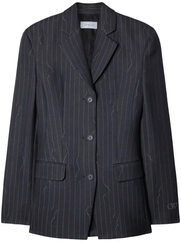 Off-White Pinstriped Blazer - Gray
