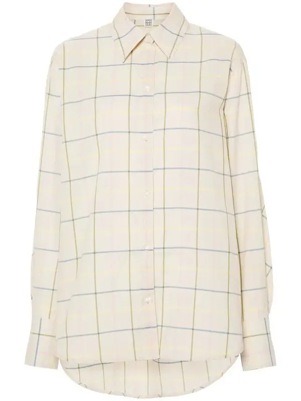 TOTEME Relaxed Fit Cotton Shirt With Pointed Collar And Asymmetric Hem