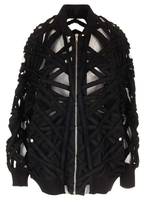 Rick Owens Cropped Jacket In Denim And Tulle