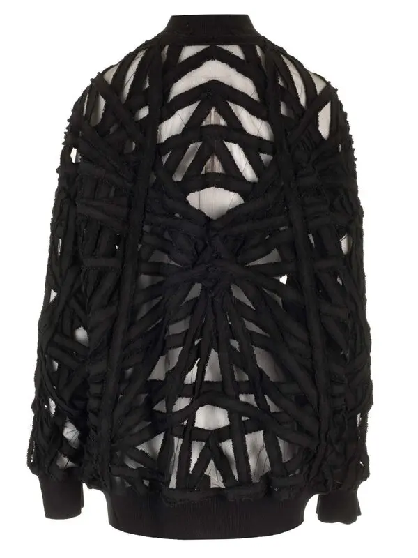 Rick Owens Cropped Jacket In Denim And Tulle