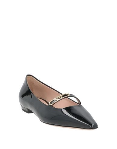 Emporio Armani Patent Leather Mary Jane Flats - Black