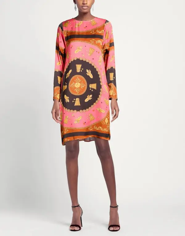 SHIRTAPORTER Multicolor Print Long Sleeve Mini Dress