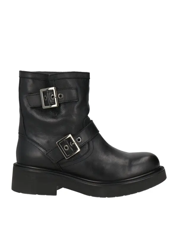 INUOVO Biker Ankle Boots In Leather With Strap Detailing