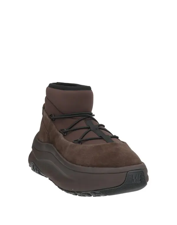 Moon Boot Ankle Boots In Dark Leather And Textile Fibers