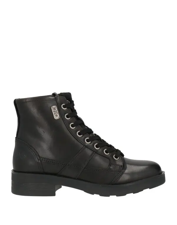 O.X.S. Leather Lace-up Ankle Boots With Block Heel