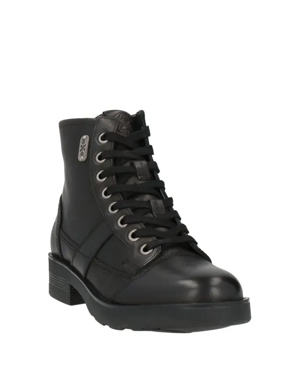 O.X.S. Leather Lace-up Ankle Boots With Block Heel