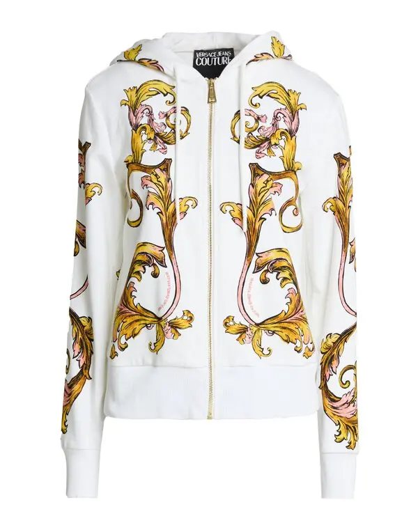 Versace Cotton Terrycloth Zip-up Hoodie With Signature Print