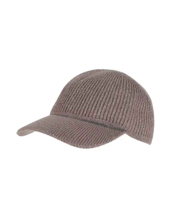 Brunello Cucinelli Hat Taupe Size Cashmere, Polyamide, Viscose, Metallic Polyester