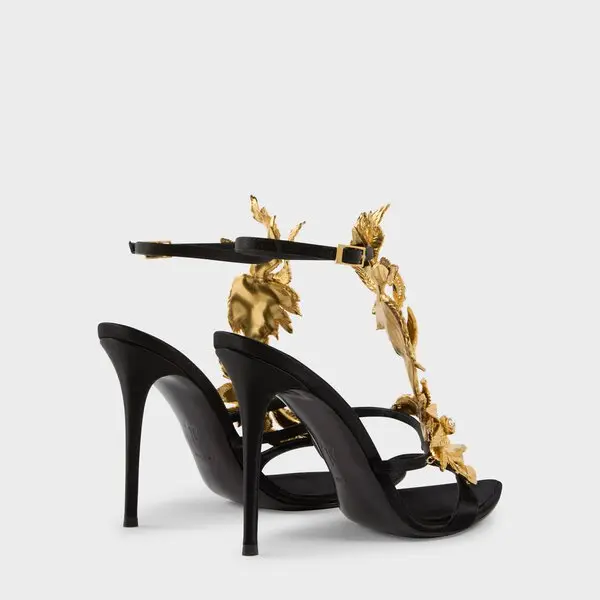 GIUSEPPE ZANOTTI Incanto 105 Satin Sandals With Foliage Jewel
