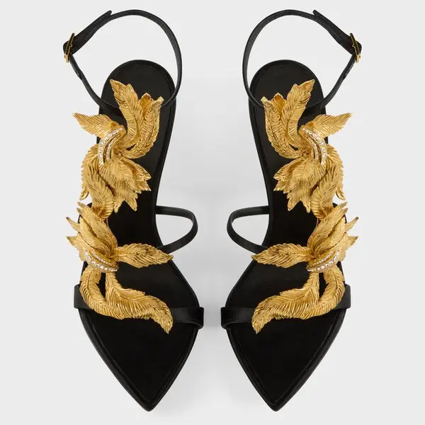 GIUSEPPE ZANOTTI Incanto 105 Satin Sandals With Foliage Jewel