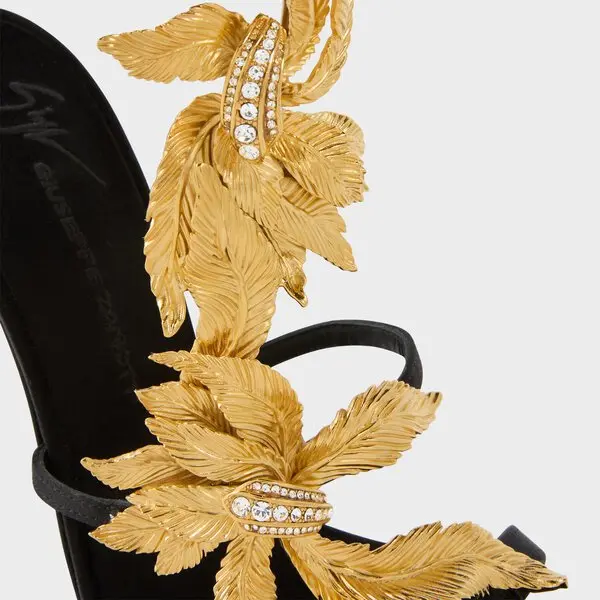 GIUSEPPE ZANOTTI Incanto 105 Satin Sandals With Foliage Jewel