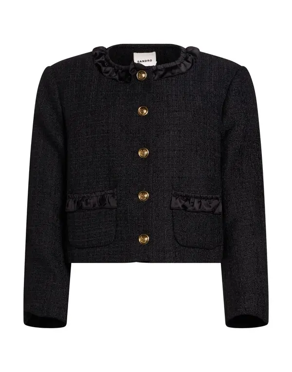 Sandro Tweed Ruffle Jacket