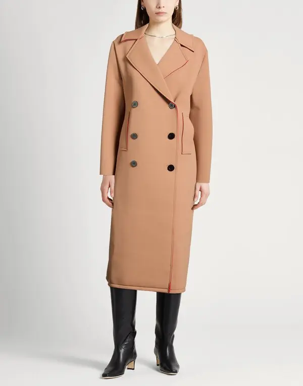 LA FILLE DES FLEURS Overcoat & Trench Coat Camel Size Polyamide, Elastane
