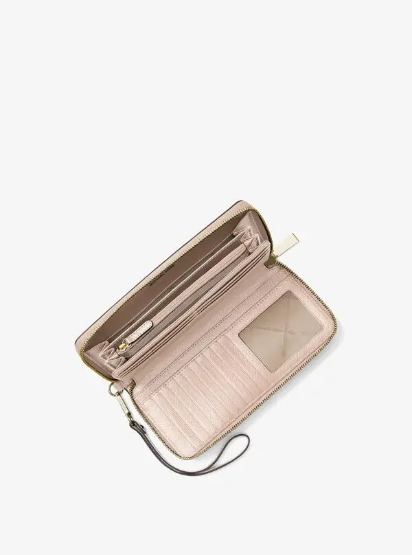 Michael Kors Saffiano Leather Continental Wristlet - Pink