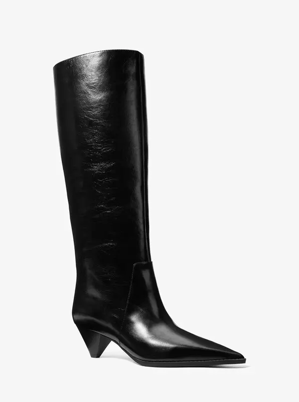 Michael Kors Jayla Crinkled Leather Knee-high Boots