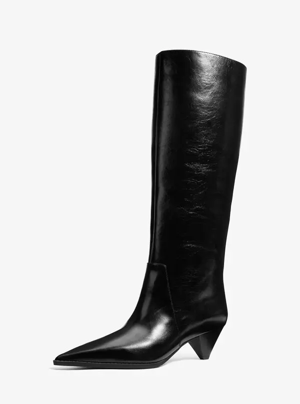 Michael Kors Jayla Crinkled Leather Knee-high Boots