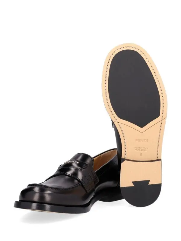 Fendi Ateneo Loafer In Brushed Calfskin - Black
