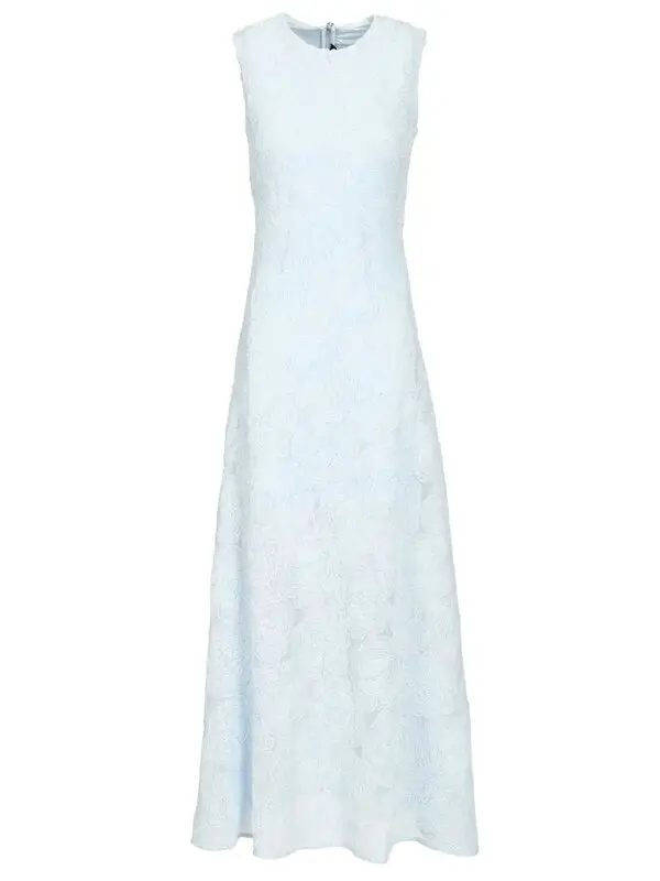 ROTATE BY BIRGER CHRISTENSEN Long Jacquard Dress With Floral Pattern