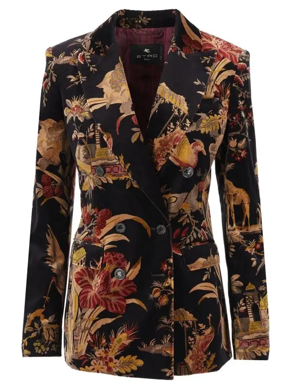 Etro Double-breasted Jacket With Peak Lapels And Pegaso Buttons - Multicolor