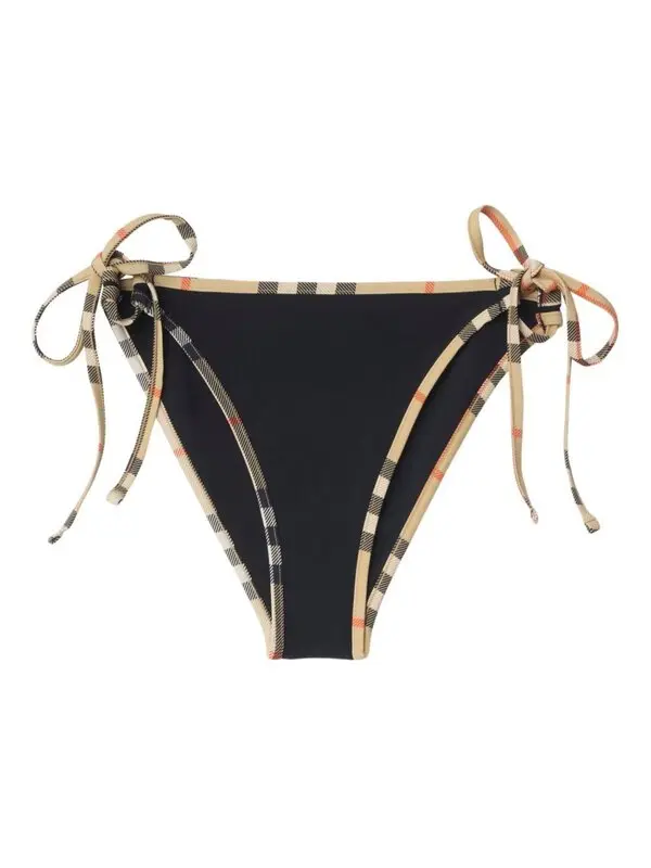 Burberry Bikini Bottoms With Side Ties And Checked Edging