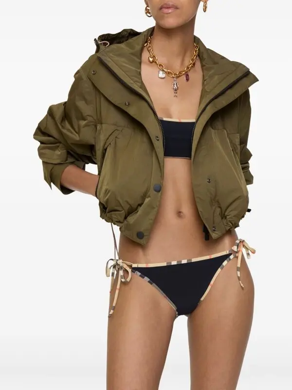 Burberry Bikini Bottoms With Side Ties And Checked Edging