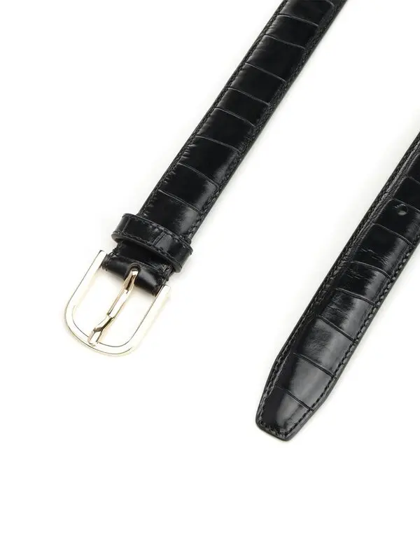 TOTEME Slim Croc-embossed Leather Belt - Black