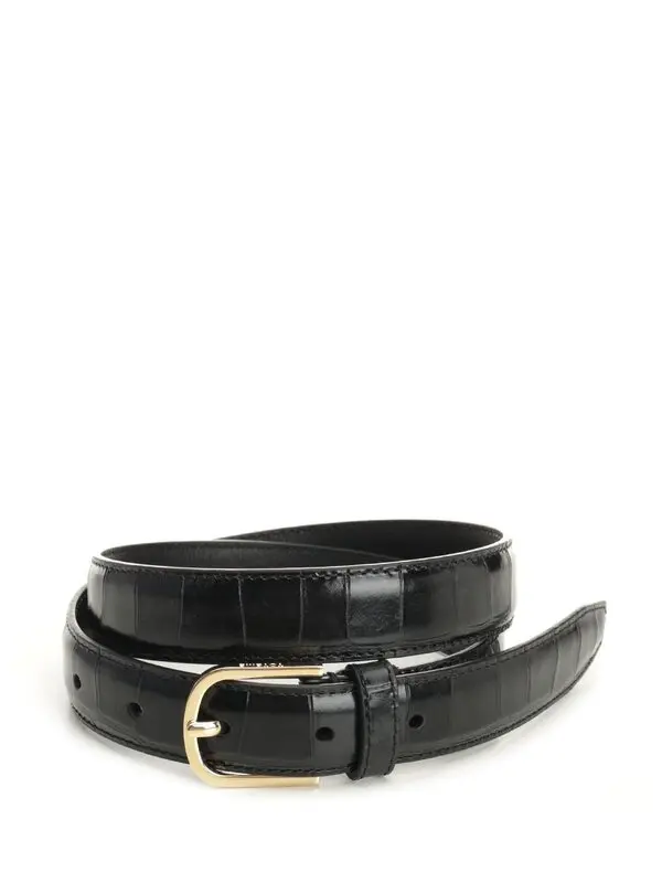 TOTEME Slim Croc-embossed Leather Belt - Black