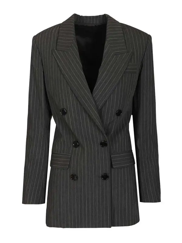 Isabel Marant Étoile Double-breasted Pinstriped Blazer - Gray