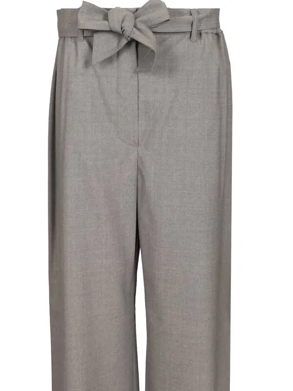 Max Mara Wide Leg Wool Trousers With Tie Belt