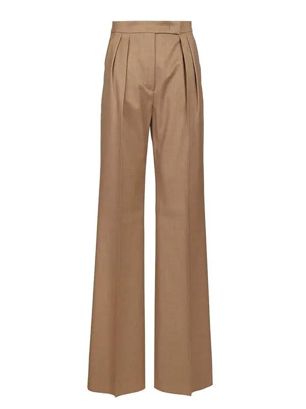 Max Mara Wool Twill Pleated Trousers