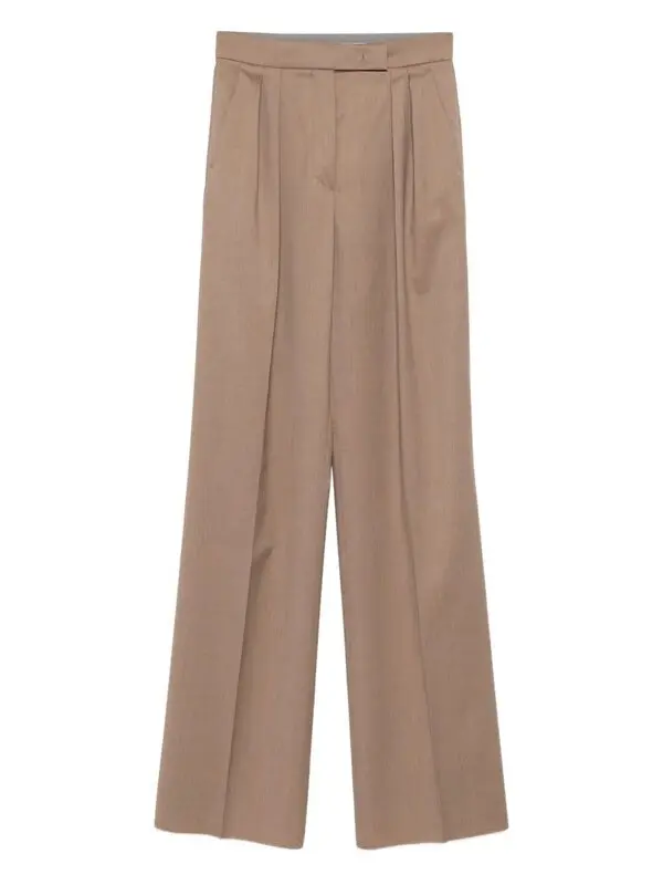 Max Mara Wool Twill Pleated Trousers